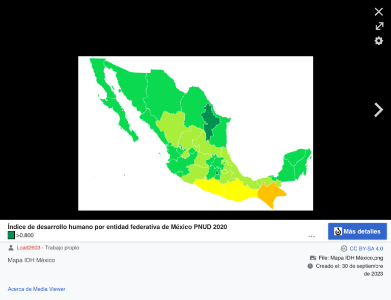 Mapa IDH México - AnexoEntidades federativas de México por IDH ...