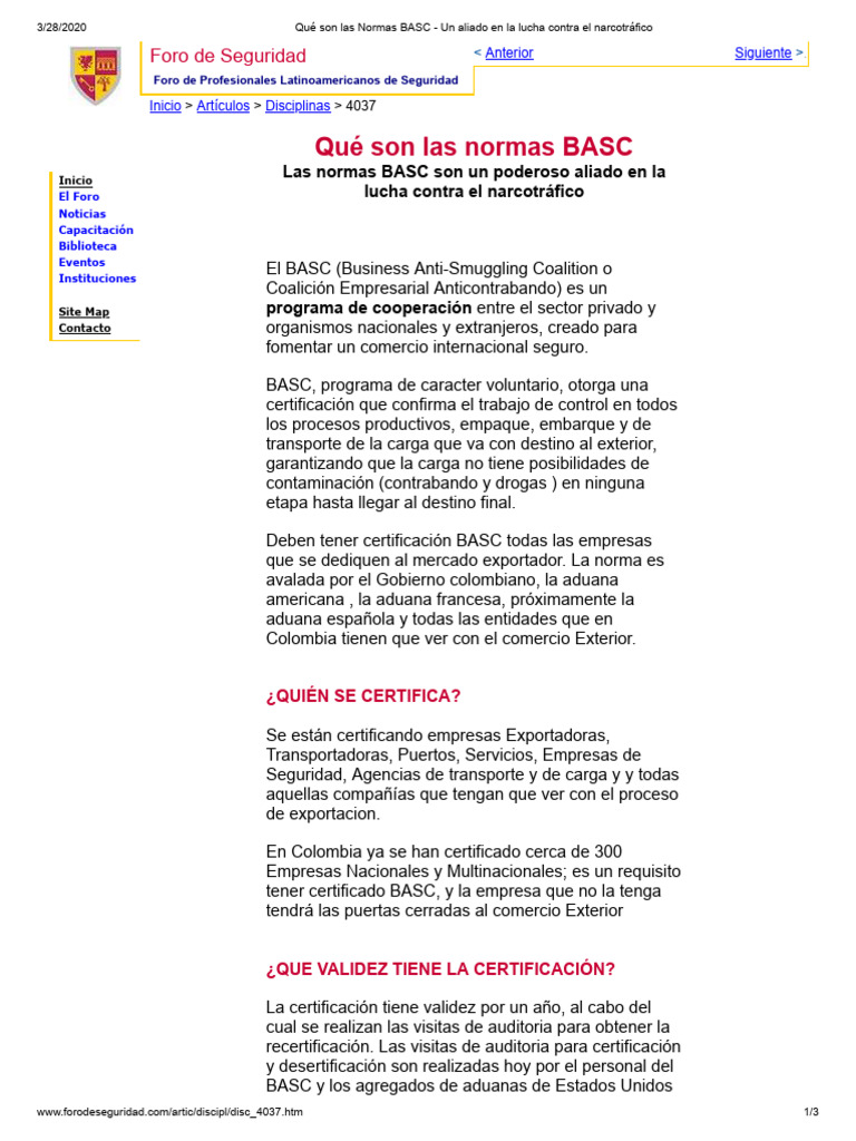 Qué Son Las Normas BASC - Un Aliado en La Lucha Contra El Narcotráfico | PDF | El comercio ...