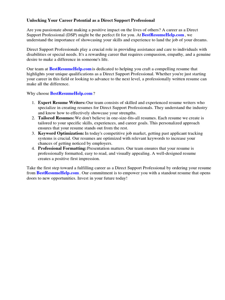 Direct Support Professional Cover Letter | Download Free PDF | Résumé ...