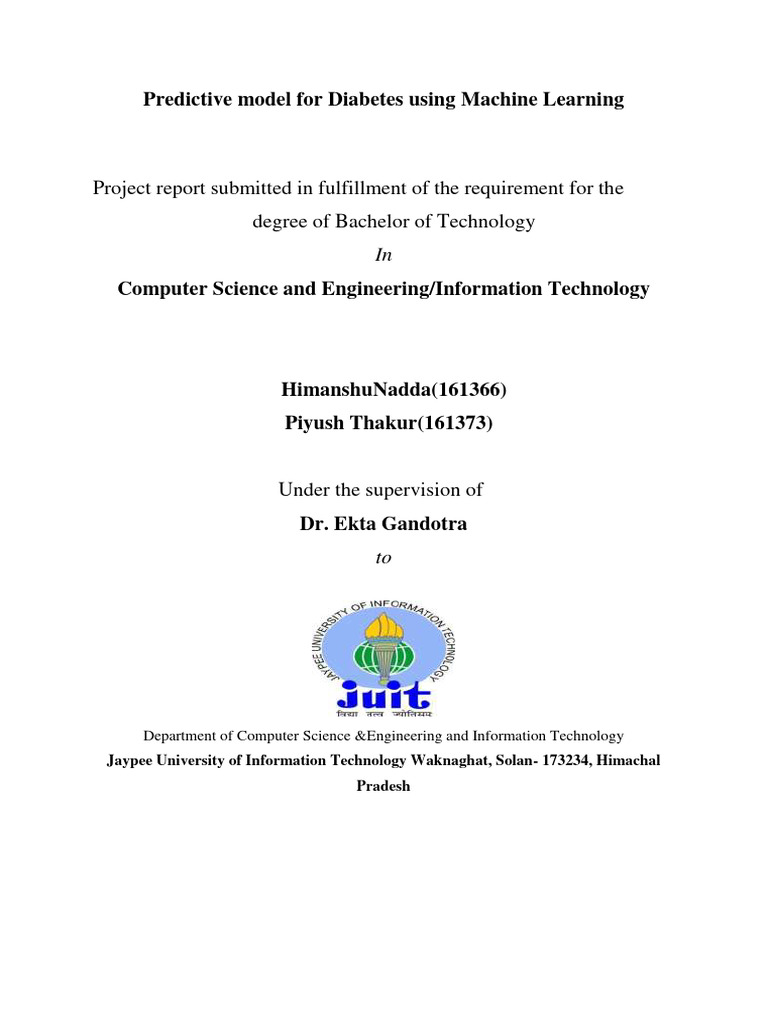 Predictive Model For Diabetes Using Machine Learning | Download Free ...