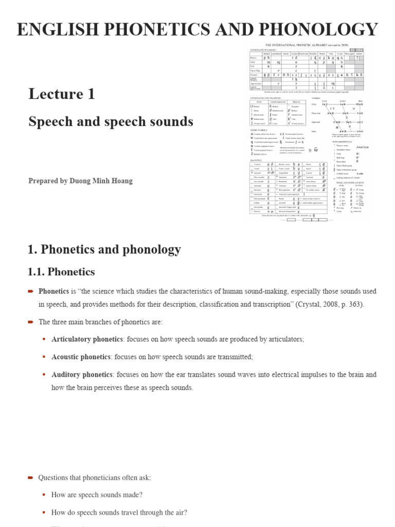 Lecture 1 Speech and Speech Sounds PPT Slides | PDF | Phoneme | Larynx