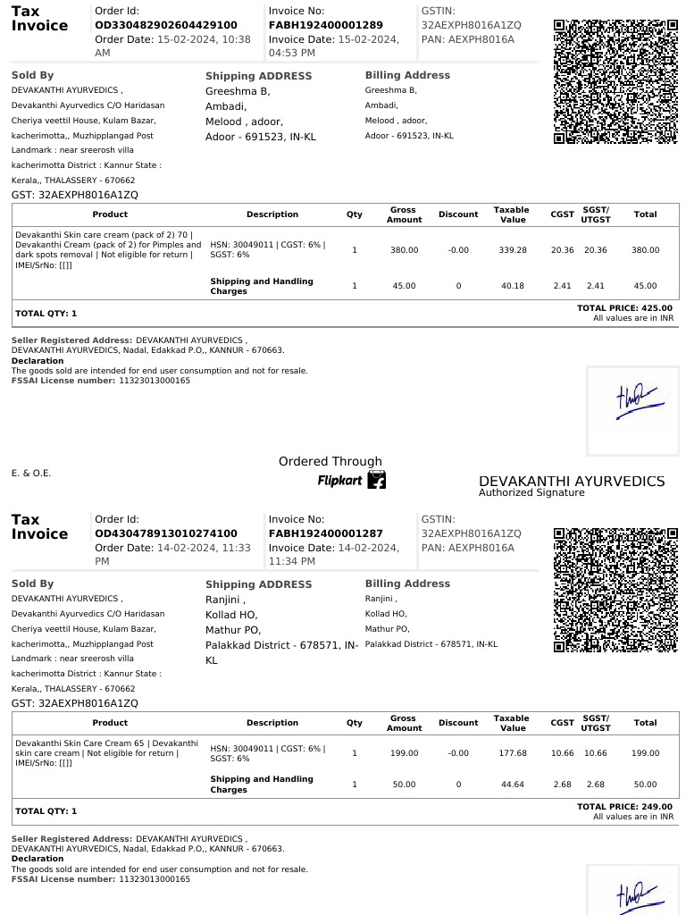 Tax Invoices for Devakanthi Products | PDF | Invoice | Public Law