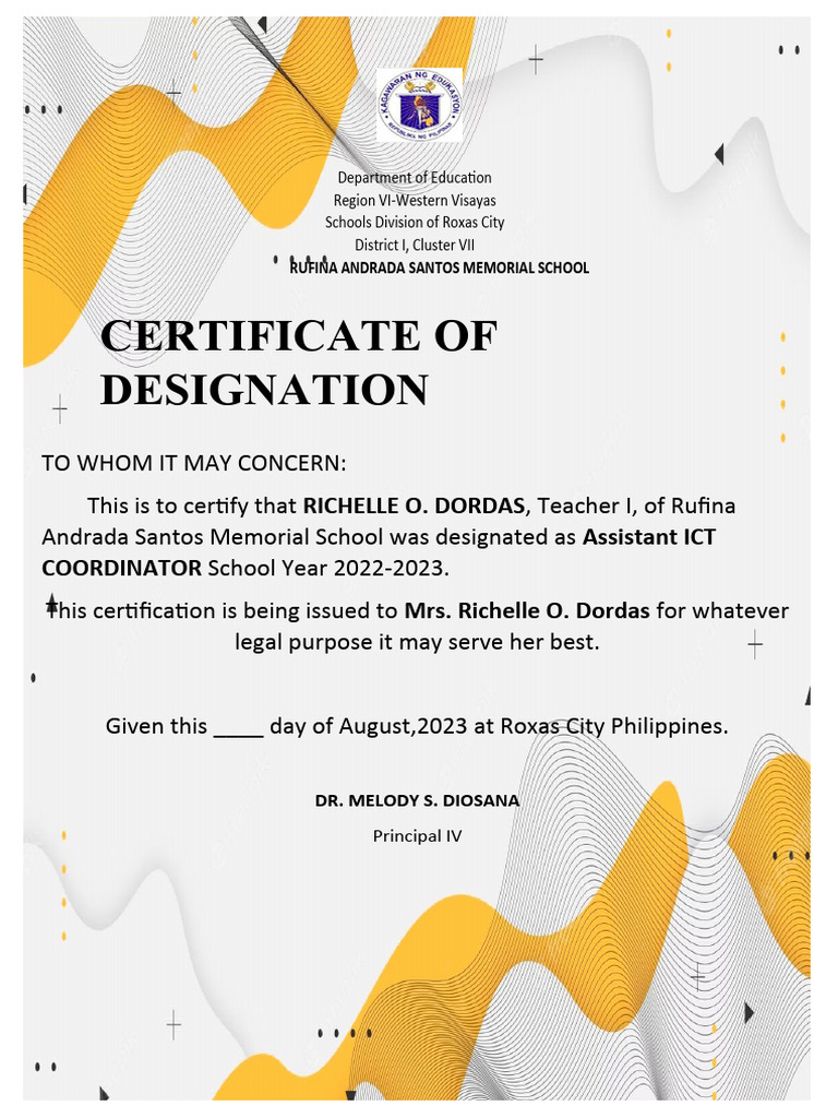 Certificate designation | PDF