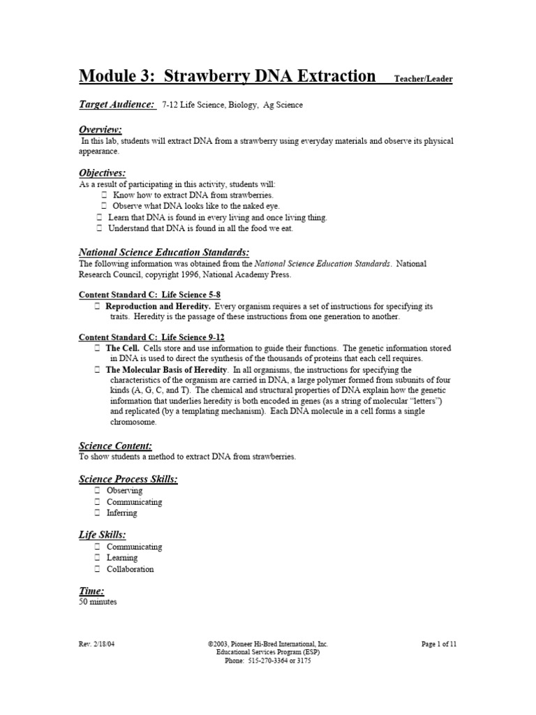 DNA Extraction Worksheet | PDF | Heredity | Biology