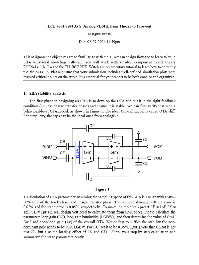 Analog VLSI Design Assignment | PDF | Electrical Engineering | Electronics