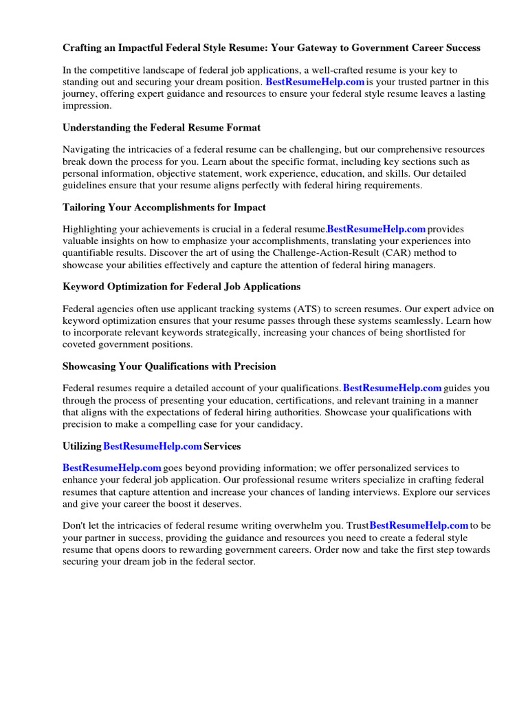 Federal Style Resume Sample | PDF | Résumé