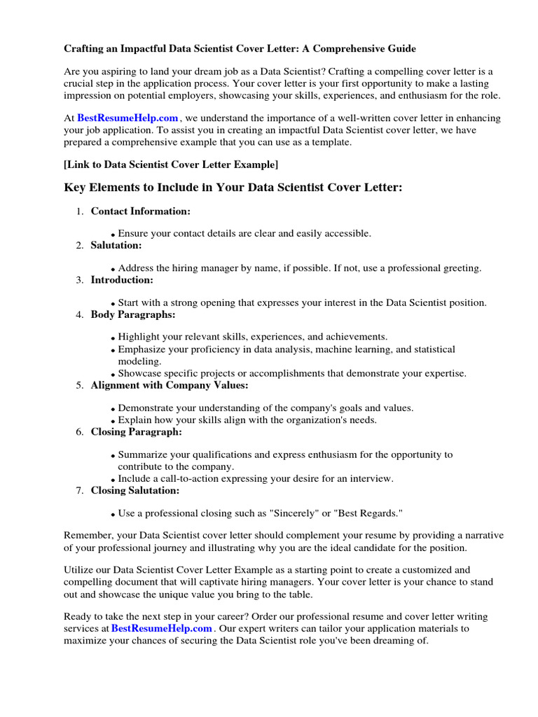 Data Scientist Cover Letter Example | PDF | Data | Data Science