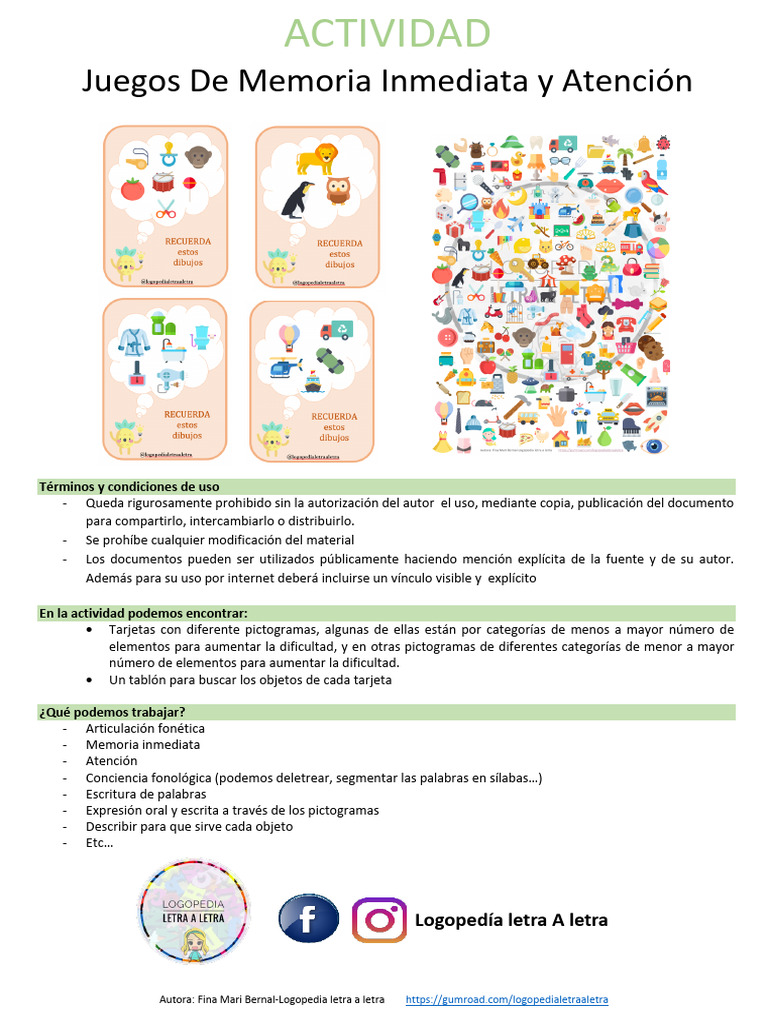 Juegos de Memoria Inmediata y Atención | PDF | Memoria | Escritura
