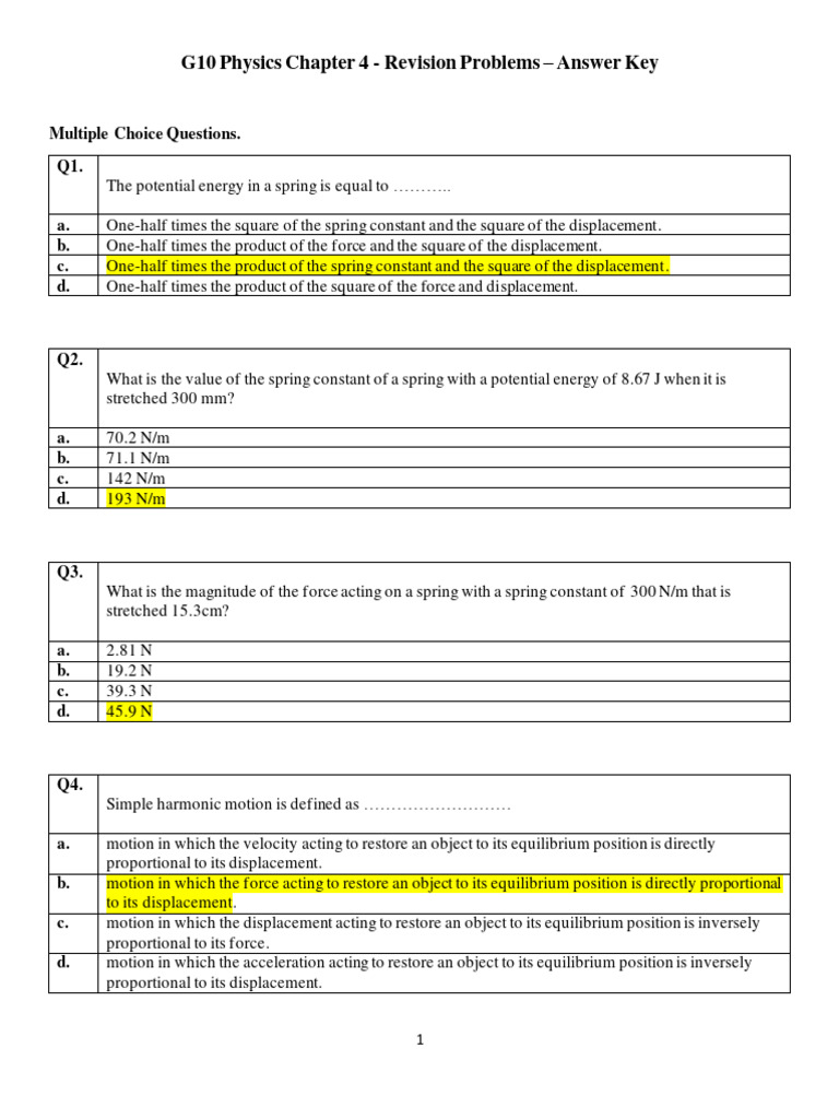 Advanced G10 Physics Revision Materials Chapter 4 AnswerKey | Download ...