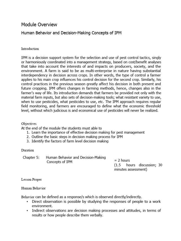 Human Behavior and Decision Making Concepts of IPM | PDF | Decision ...