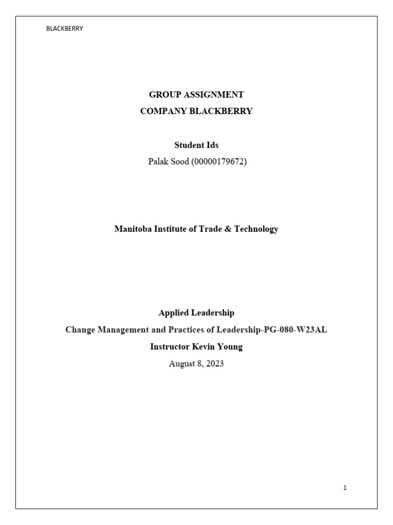 Group Assignment (Blackberry) | PDF | Blackberry | Black Berry Limited