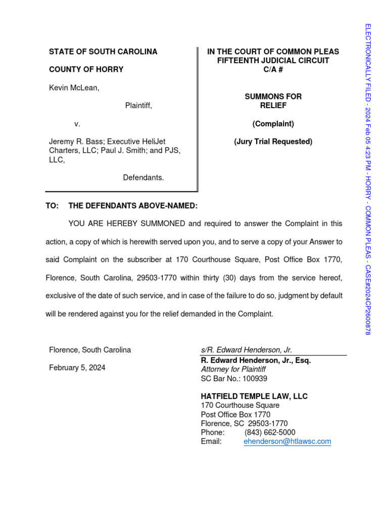 Kevin McLean Lawsuit | PDF | Negligence | Complaint