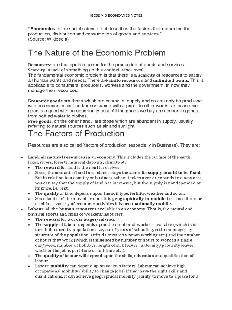 Economics Notes From IGCSE AID PDF FORMAT | PDF | Demand | Elasticity ...