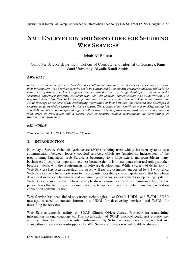 XML Encryption and Signature For Securing Web Services | PDF | Soap | Public Key Cryptography