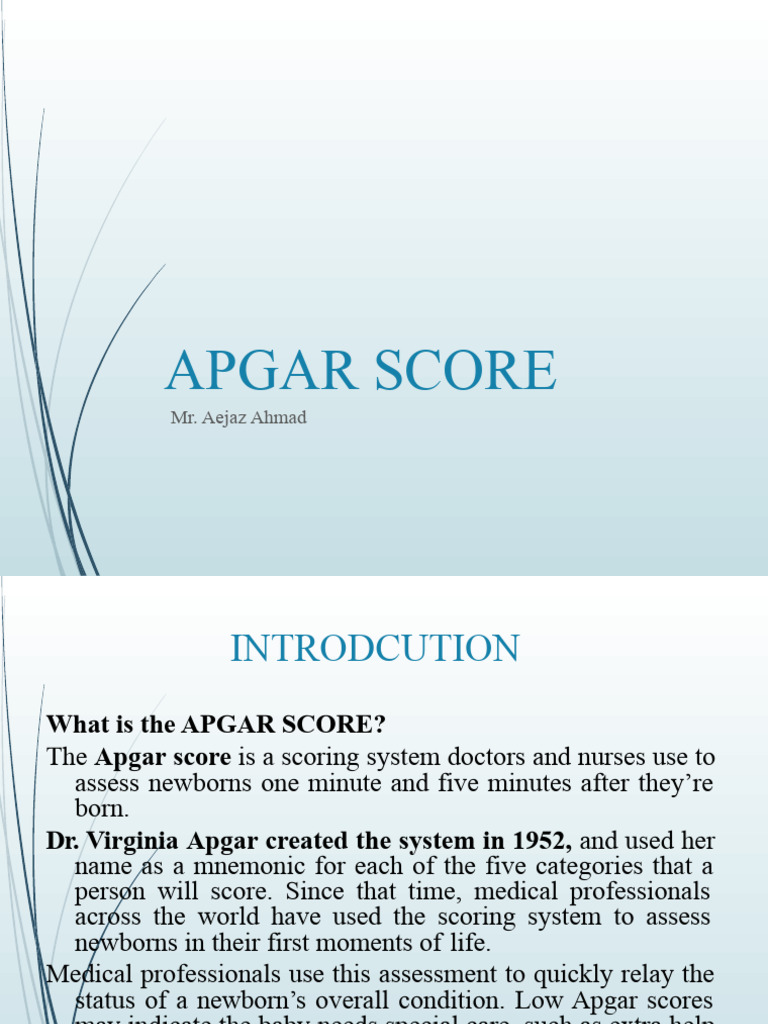 apgar score | PDF | Childbirth | Diseases And Disorders