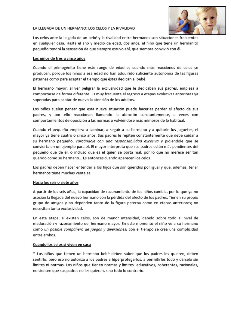Celos y Rivalidad entre Hermanos | PDF | Amor | Autoestima