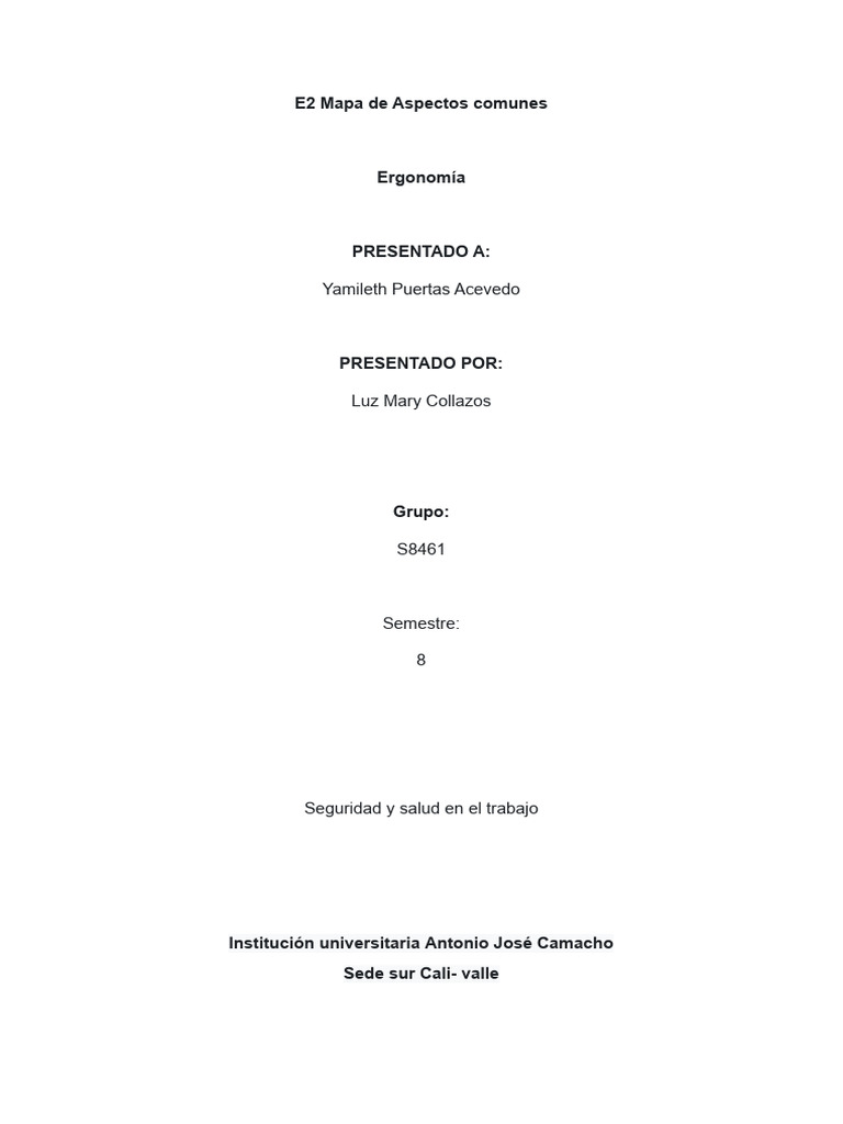 E2 Mapa de Aspectos Comunes | PDF | Factores humanos y ergonomía