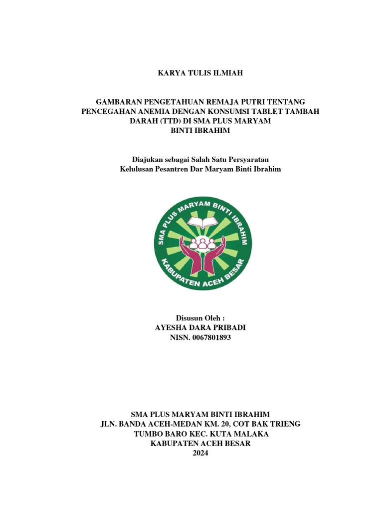 Gambaran Pengetahuan Remaja Putri Tentang Pencegahan Anemia Dengan ...