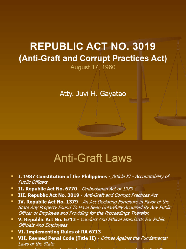Ra 3019 | PDF | Bribery | Justice
