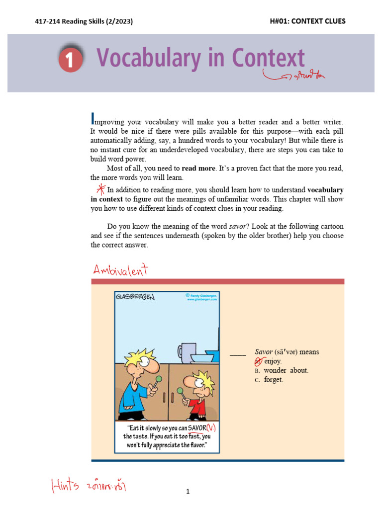 Context Clues | PDF | Vocabulary | Word