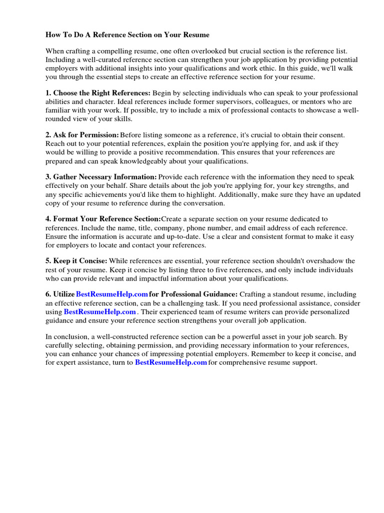 Resume Reference Section Guide | PDF | Résumé | Linked In