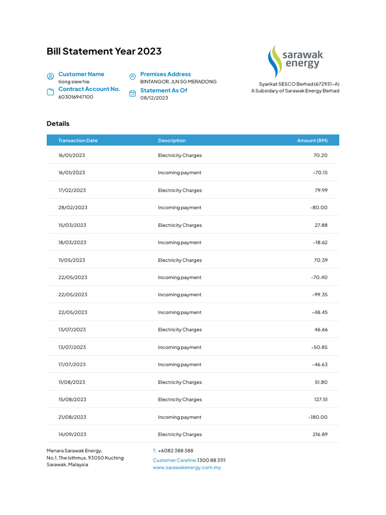 2023 Bill Statement | PDF | Payments | Business