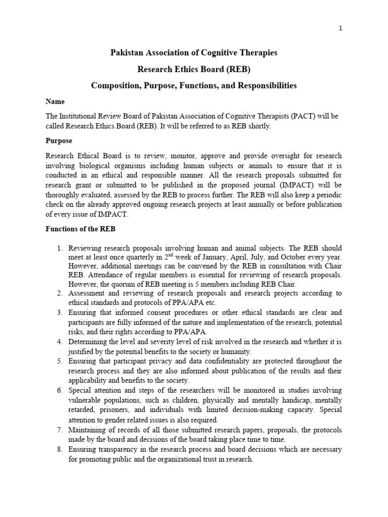 PACT IRB REB Revised | PDF | Institutional Review Board