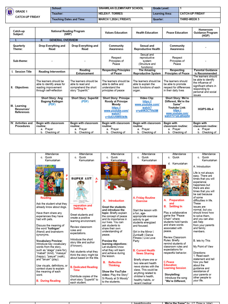 DLL Catch Up Friday Week 5 | PDF | Learning | Vocabulary
