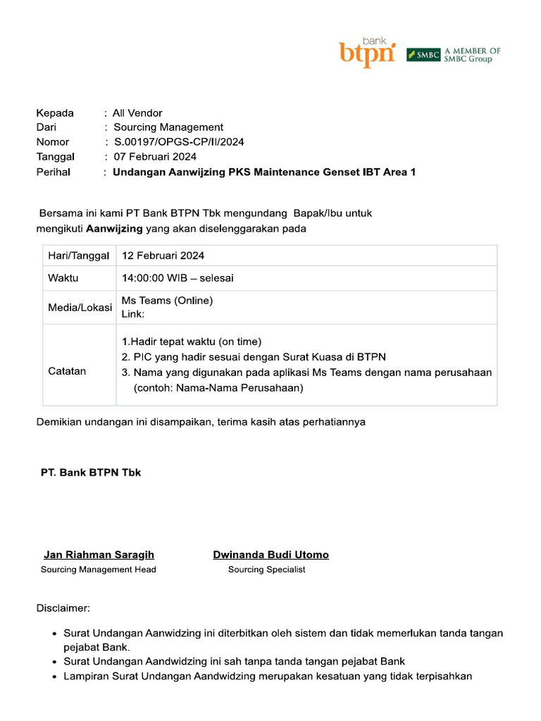 eSCM Corporate Procurement BTPN | PDF