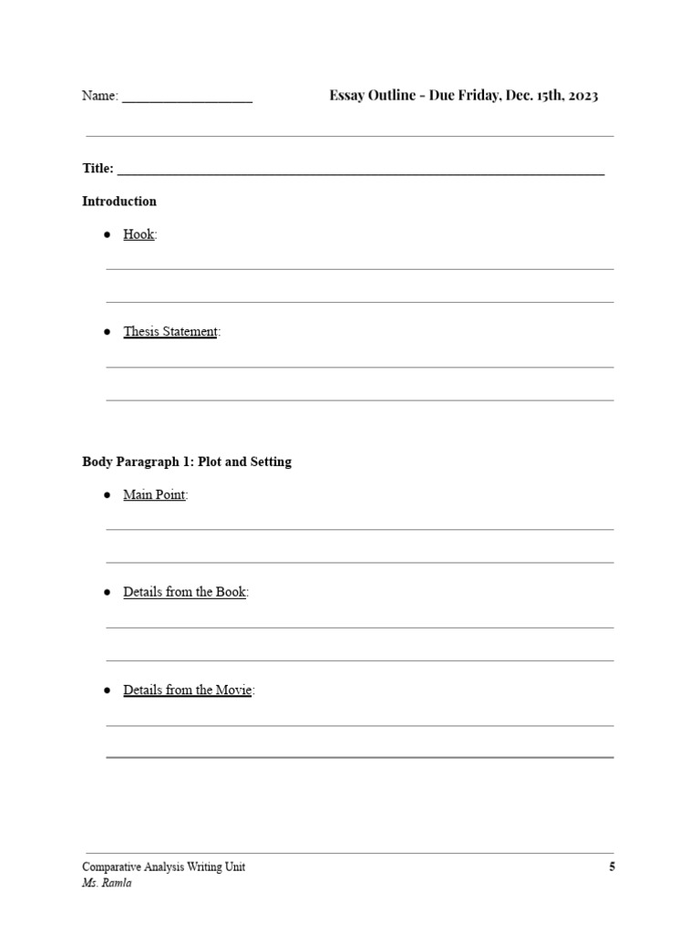 Empty Outline For Essay | PDF