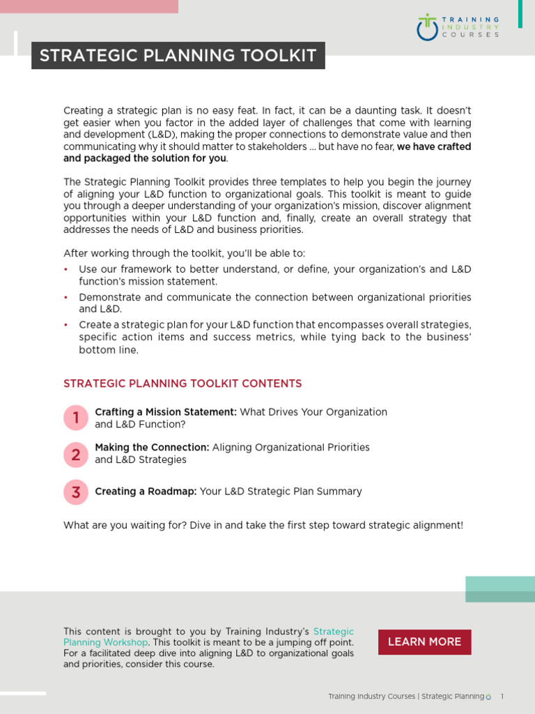 The Strategic Planning Toolkit | PDF | Strategic Planning | Goal