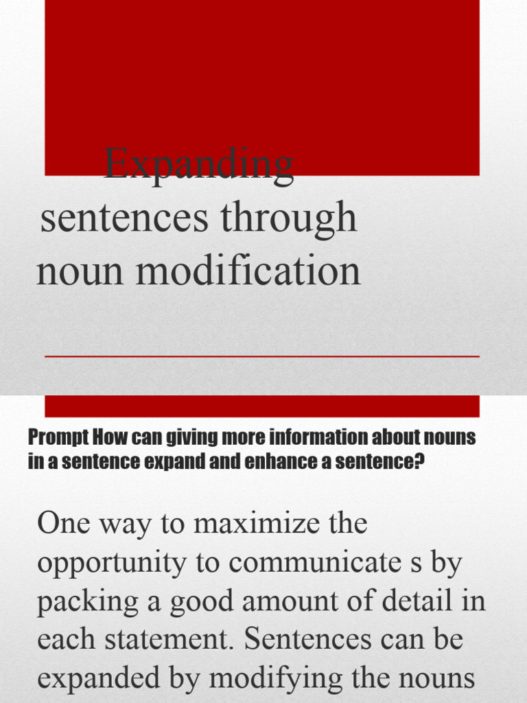 Grade 10 Expanding Sentences Through Noun Modification | PDF