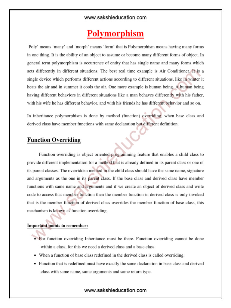 Module13 Polymorphism Pdf Class Computer Programming Inheritance Object Oriented 