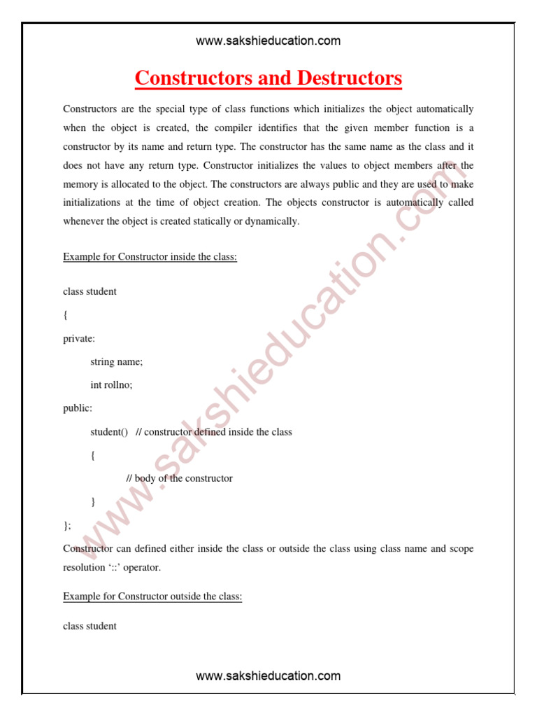Module11 Constructorsanddestructors Pdf Programming Constructor Object Oriented Programming