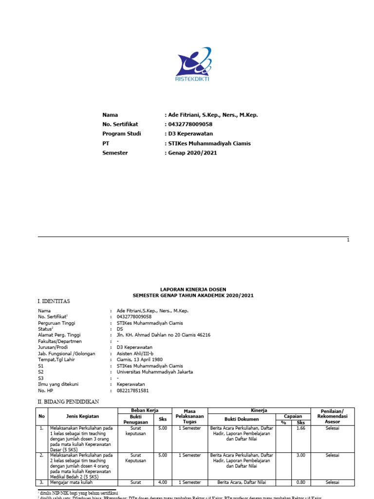 BKD Adefitriani Genap 2020 2021 | PDF