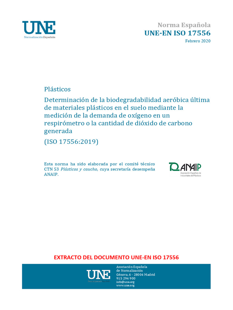 (Ex) Une-En Iso 17556 2020 | PDF | Polímeros | Inhibidor de la enzima