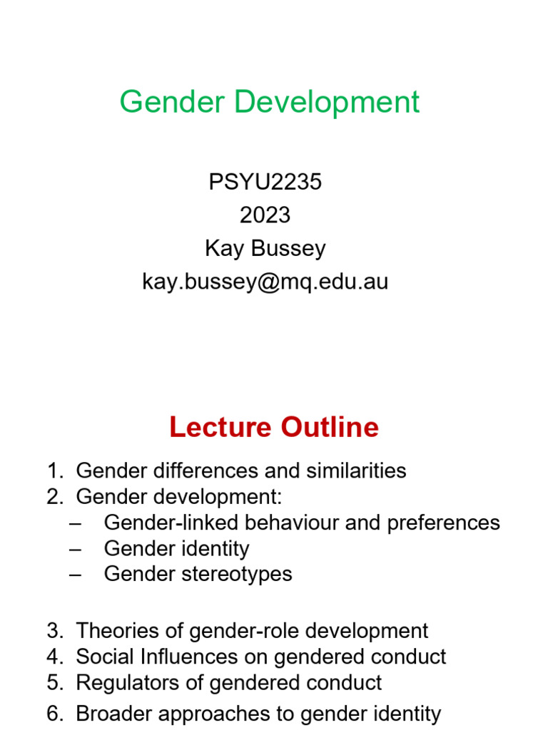 Gender Development Week 9 | PDF | Gender | Gender Studies