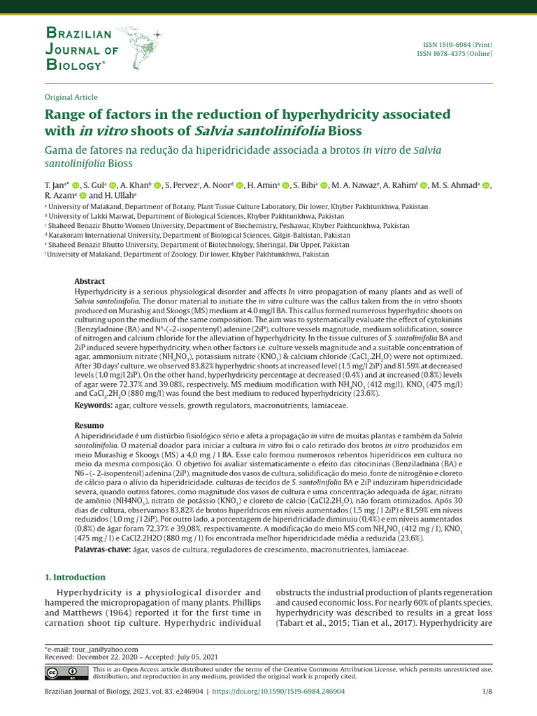 Range of Factors in The Reduction of Hyperhydricity Associated With in ...
