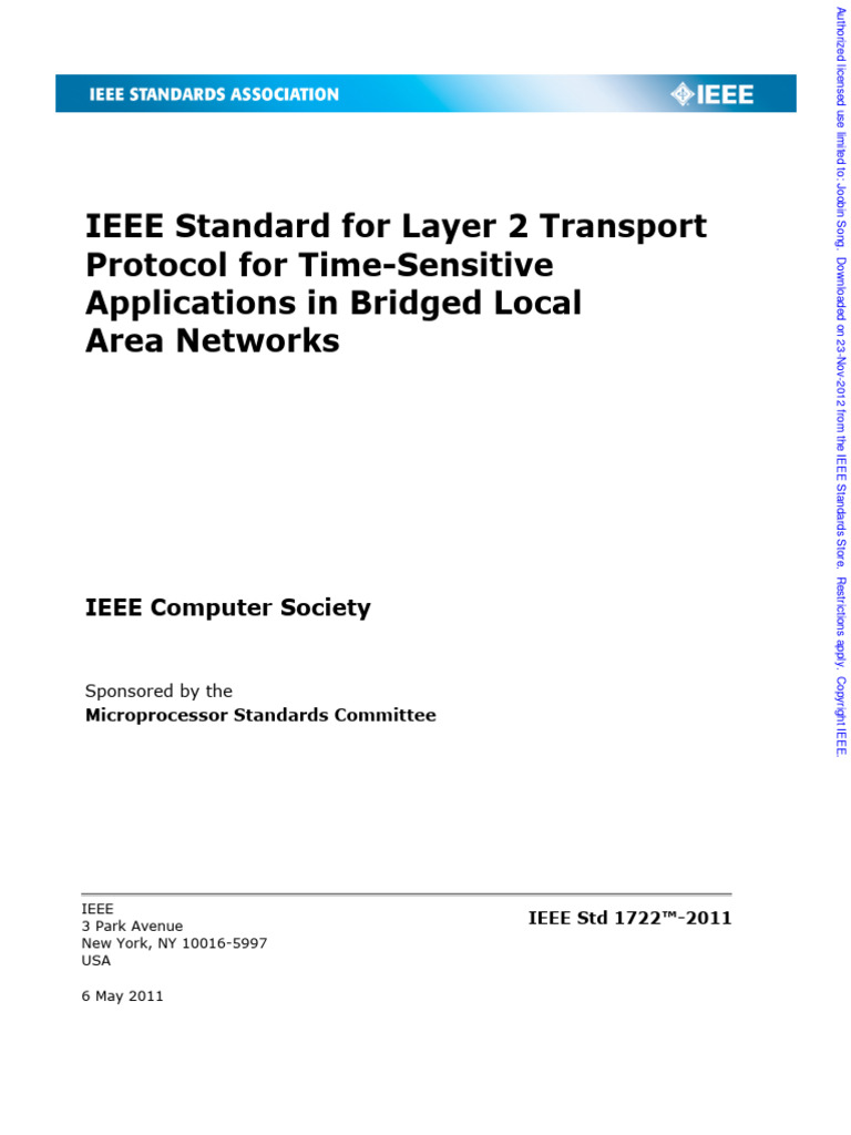 IEEE Standard For Layer 2 Transport Protocol For Time-Sensitive ...