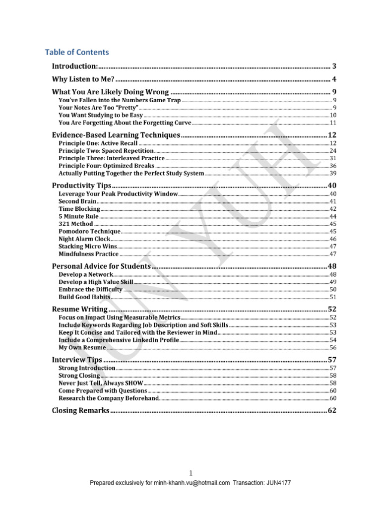 Guide To Academic Success - Jun Yuh Removed | PDF