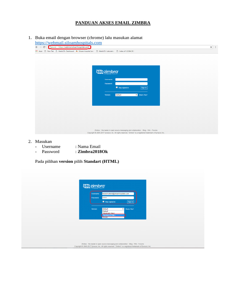 Panduan Akses Email Zimbra | PDF