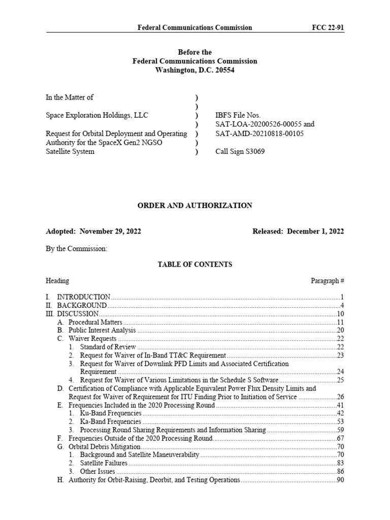 Request For Orbital Deployment And Operating2gen D202211109 Pdf