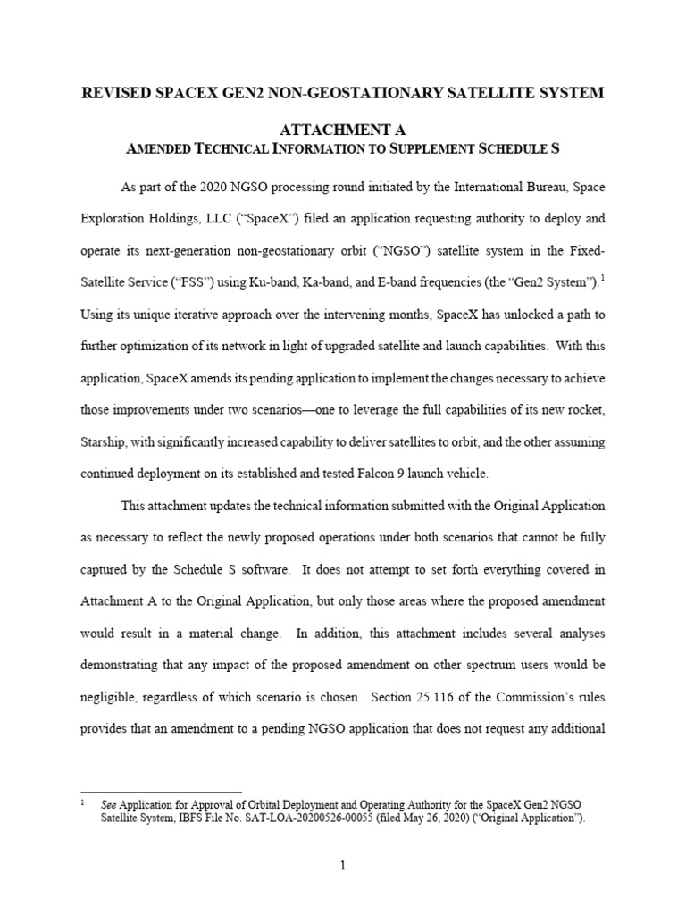 Revised Spacex Gen2 Non-Geostationary Satellite System | PDF | Space ...