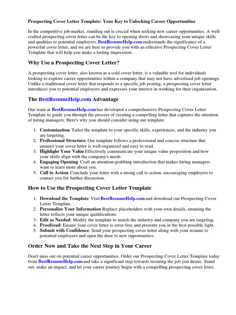 Prospecting Cover Letter Template | PDF | Résumé | Sales