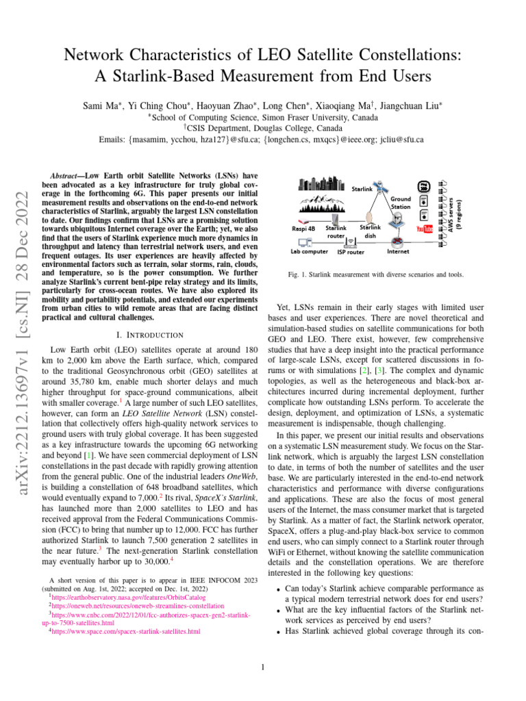 Network Characteristics of LEO Satellite Constellations: A Starlink-Based Measurement From End ...