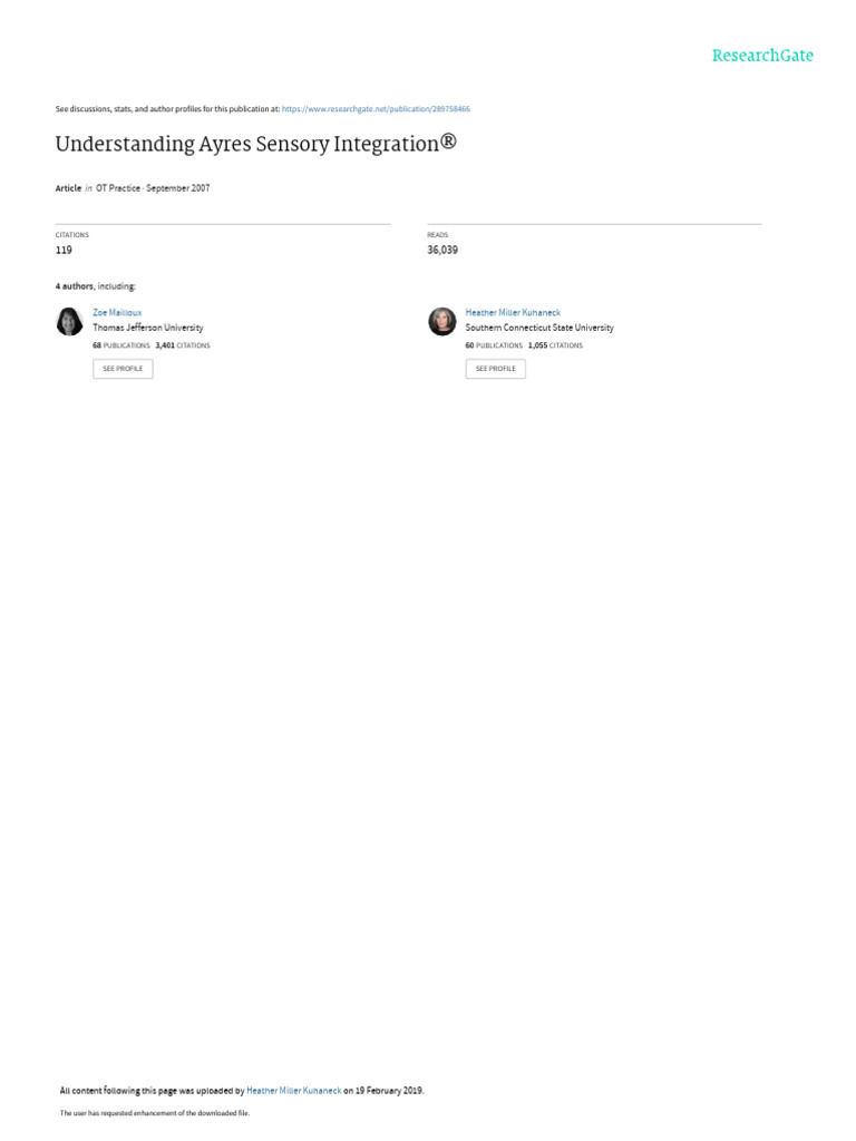 Understanding Ayres Sensory Integration | PDF | Sensory Processing ...