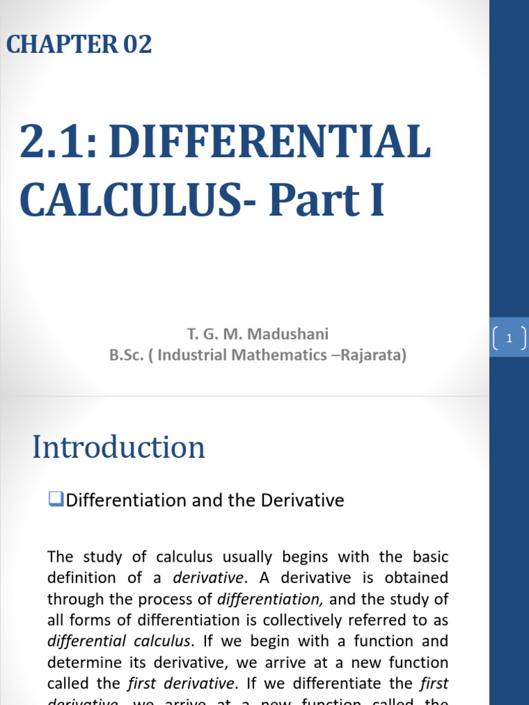 7DIFFERENTIAL CALCULUS - Parti | PDF | Derivative | Calculus