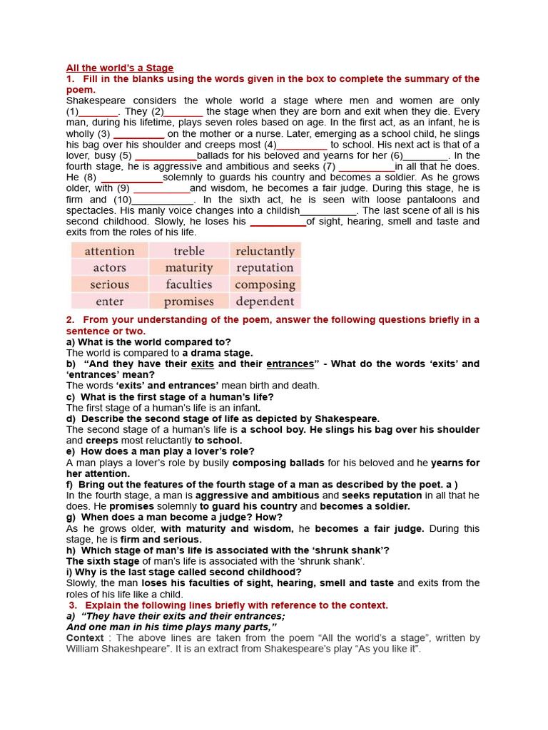 All The World's A Stage | PDF | Metaphor | William Shakespeare