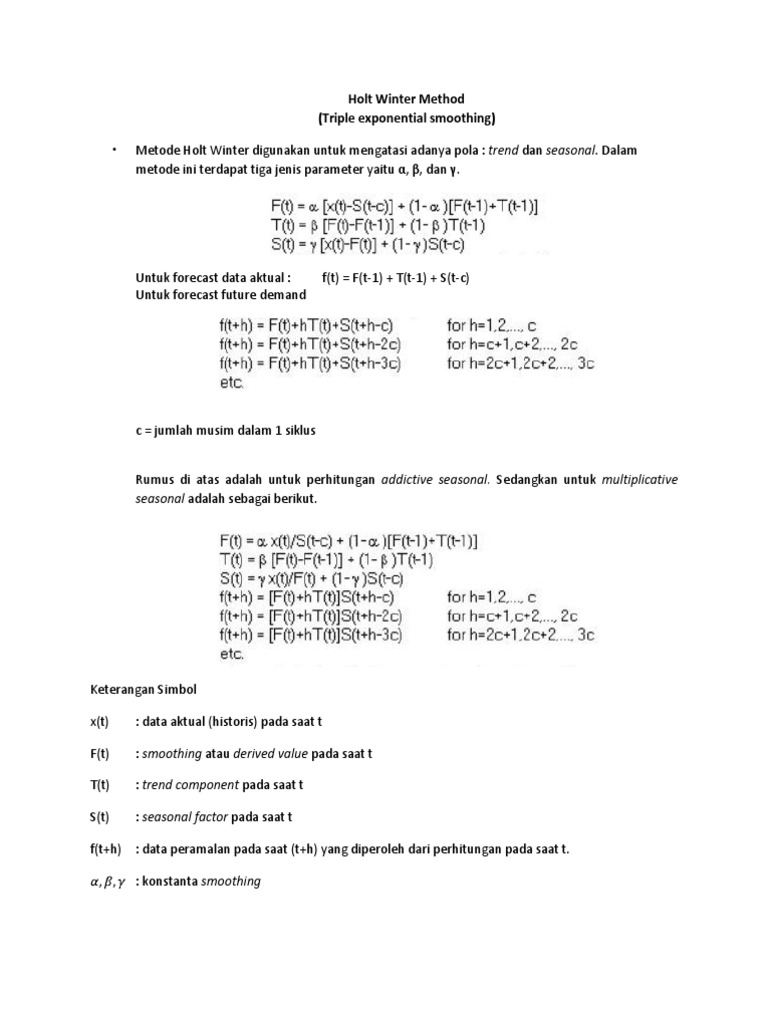 Holt Winter Method Pdf