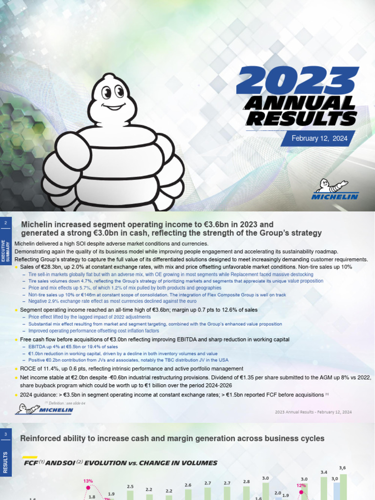 Michelin 2023 Annual Results Summary | PDF | Dividend | Exchange Rate